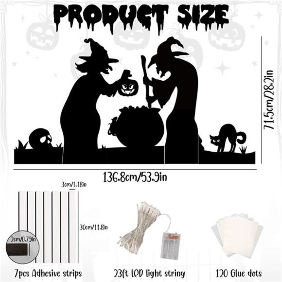 Holiday | 2 Large Black Witches With Cauldron Scary Halloween ...